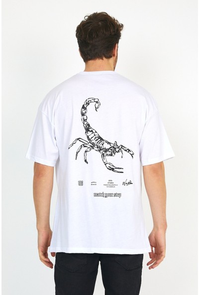 Dark Human Unisex Beyaz Scorpion Oversize T-Shirt Dark Human Unisex Beyaz Scorpion Oversize T-Shirt