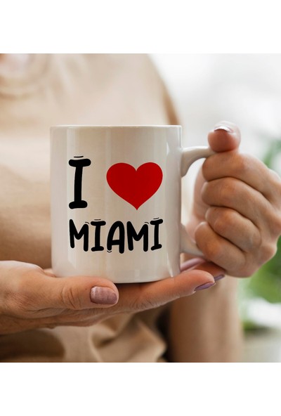 Bk Gift I Love Miami Tasarımlı Beyaz Kupa Bardak Bk Gift I Love Miami Tasarımlı Beyaz Kupa Bardak