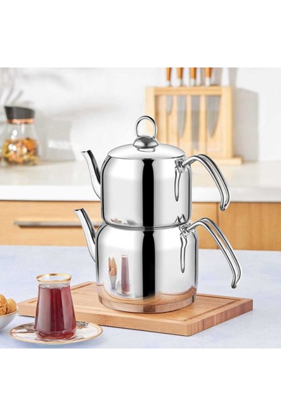 Eda ZK-520 Ege Metal Kulplu Mini Boy Çelik Çaydanlık Takımı Eda ZK-520 Ege Metal Kulplu Mini Boy Çelik Çaydanlık Takımı
