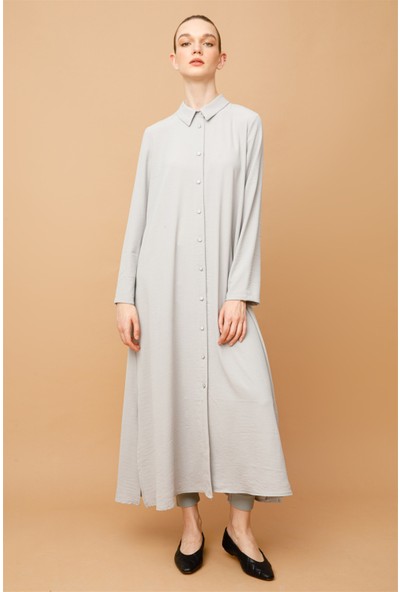 Micca Pelerin Detaylı Tam Boy Spor Kap-Gri