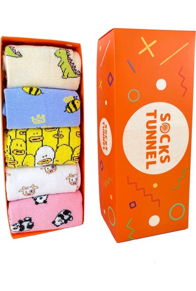 Socks Tunnel Unisex 5'li Hayvan Desenli Renkli Çorap Set Socks Tunnel Unisex 5'li Hayvan Desenli Renkli Çorap Set