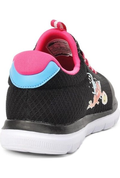 Pabucmarketi Siyah-Fuşya Bağcıksız Fileli Erkek Çocuk Spor Ayakkabı