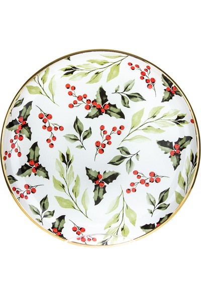 Marianna Yeşil Çiçek Pasta Tabağı 6'lı 21 cm