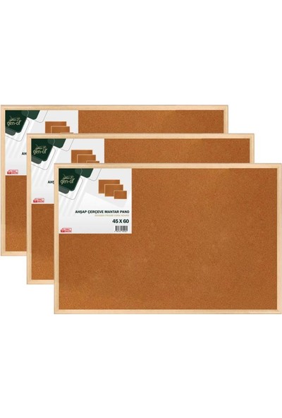 Gen-Of 45X60 Ahşap Çerçeve Mantar Pano 3 Adet Gen-Of 45X60 Ahşap Çerçeve Mantar Pano 3 Adet