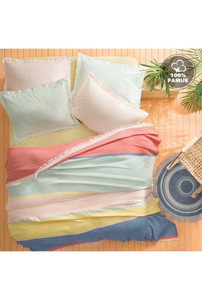 Yataş Bedding Mattia Tek Kişilik Müslin Pike Takımı - Nar Çiçeği