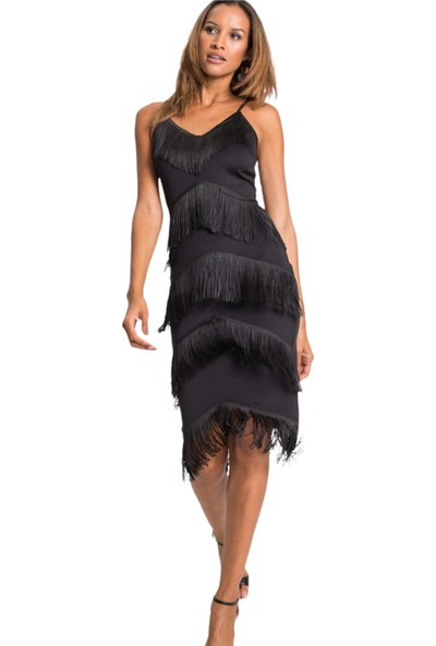 Pikka Online Kadın Askılı Püsküllü Şık Abiye Siyah Gece Elbisesi Pikka Online Kadın Askılı Püsküllü Şık Abiye Siyah Gece Elbisesi