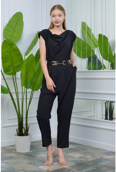 Neşeli Butik Kadın Vatkalı Kemer Detaylı Sıfır Kol Cepli Tulum NB10051 Neşeli Butik Kadın Vatkalı Kemer Detaylı Sıfır Kol Cepli Tulum NB10051