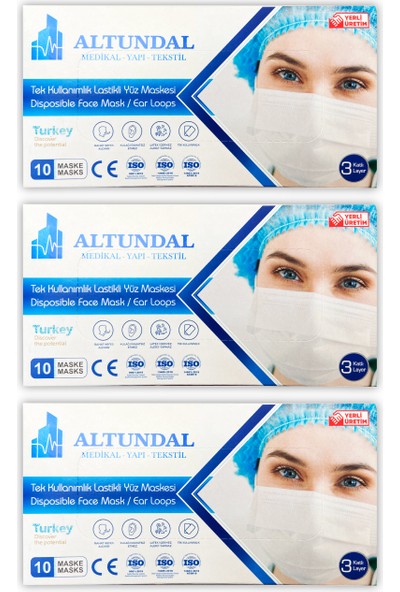 Altundal Medikal Meltblown Filtreli Maske 30 Adet 3 Kutu Altundal Medikal Meltblown Filtreli Maske 30 Adet 3 Kutu
