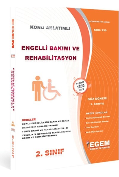 Egem Yayınları Aöf 2. Sınıf Engelli Bakım ve Rehabilitasyon Konu Anlatımlı Soru Bankası Güz Dönemi 3. Yarıyıl