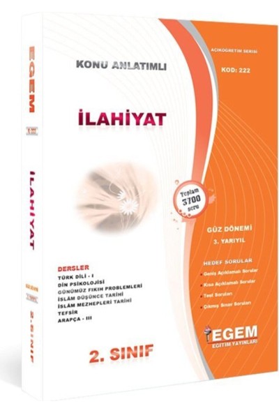 Egem Yayınları Aöf 2. Sınıf Ilahiyat Konu Anlatımlı Soru Bankası Güz Dönemi(3. Yarıyıl) Egem Yayınları Aöf 2. Sınıf Ilahiyat Konu Anlatımlı Soru Bankası Güz Dönemi(3. Yarıyıl)