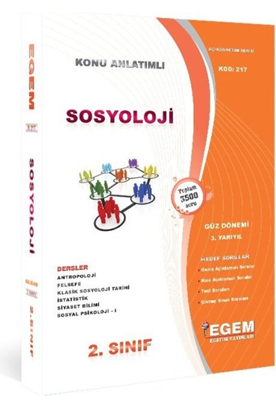 Egem Yayınları Aöf 2.sınıf Sosyoloji Konu Anlatımlı Soru Bankası Güz Dönemi 3. Yarıyıl Egem Yayınları Aöf 2.sınıf Sosyoloji Konu Anlatımlı Soru Bankası Güz Dönemi 3. Yarıyıl
