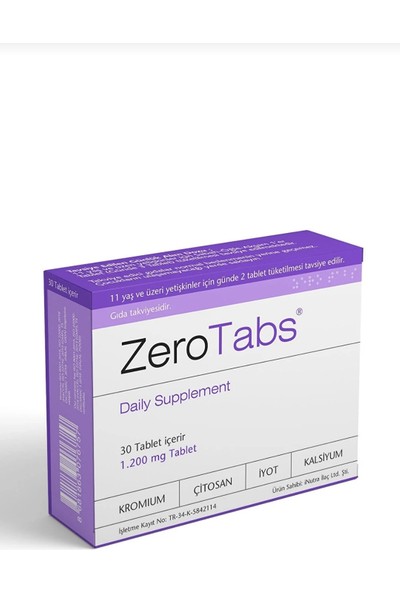 Zerotabs 1200 Mg Kromium Çitosan İyot Kalsiyum Gıda Takviyesi 30 Tablet Zerotabs 1200 Mg Kromium Çitosan İyot Kalsiyum Gıda Takviyesi 30 Tablet