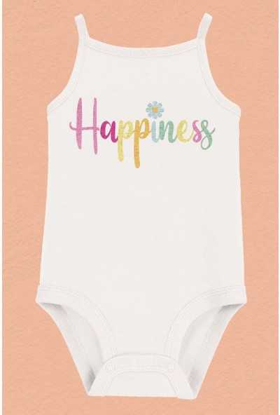 Mahfel Ekru Organik Baskılı Askılı Çıtçıtlı Bebek BODYEKRUATLET140