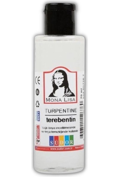 Monalisa Terebentin Kokusuz ve Yağlı Boya Inceltici 70 ml 1 Adet Mona Lisa Terebentin Fırça Temizleme Kokusuz ve Yağlı Boya Inceltici Monalisa Terebentin Kokusuz ve Yağlı Boya Inceltici 70 ml 1 Adet Mona Lisa Terebentin Fırça Temizleme Kokusuz ve Yağlı Boya Inceltici