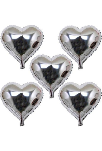 Hediyeconcepti Kalp Şekilli Gümüş Renk Folyo Balon 45 cm 5 Adet Hediyeconcepti Kalp Şekilli Gümüş Renk Folyo Balon 45 cm 5 Adet