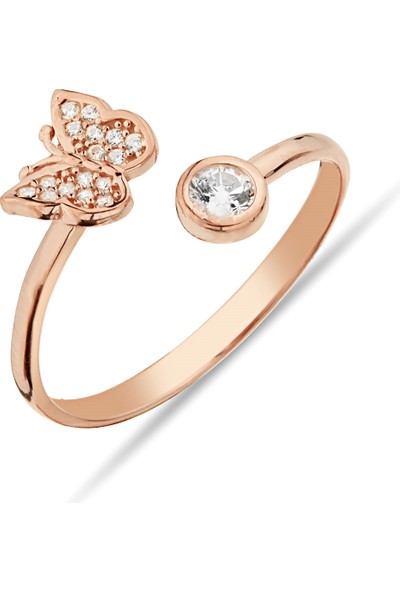 Argentum Concept 925 Ayar Gümüş Kelebek Figürlü Rose Yüzük - Y017001