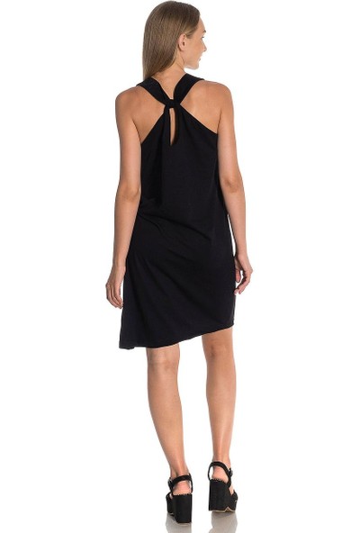 Zehhar Sırt Detaylı Asimetrik Elbise - Siyah