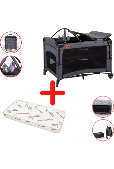 Mamie Heyner Always Anne Yanı Park Yatak Oyun Parkı 70X110 cm + Bambu Yatak