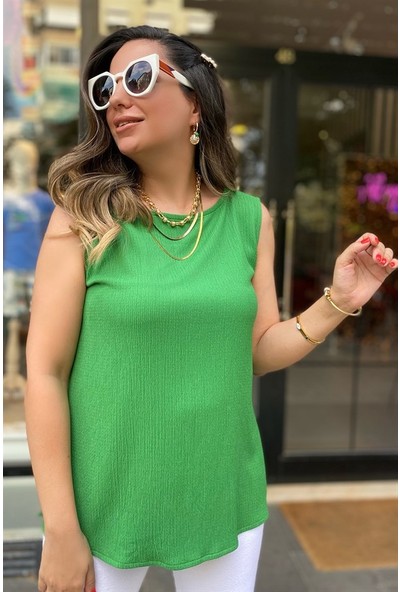 Kaya Sısters Sıfır Kol Likralı Bluz - 5405