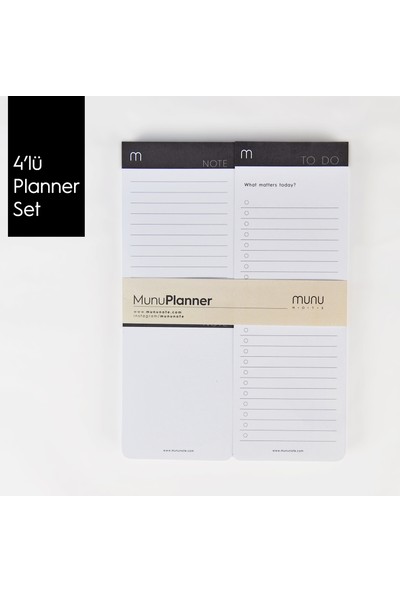 Munu Note Munuplanner - 4'lü Planlayıcı Set - Black & White (Weekly Plan - To Do List - Note) Munu Note Munuplanner - 4'lü Planlayıcı Set - Black & White (Weekly Plan - To Do List - Note)