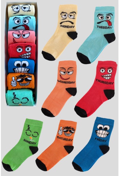 Ollero Çocuk Yarım Konç Figürlü Çorap 7 Çift Pamuklu