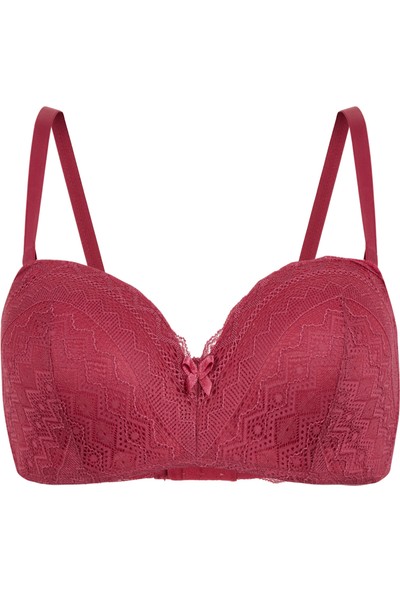 Kadın Dantelli Dolgusuz Straplez Lotus Sütyen