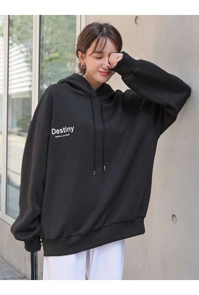 Laluvia Siyah Destiny Tasarım Baskılı Kapüşonlu Sweatshirt Laluvia Siyah Destiny Tasarım Baskılı Kapüşonlu Sweatshirt