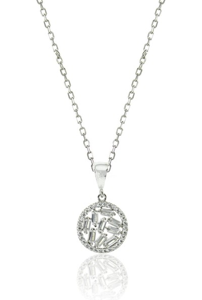 Doğan Silver Doğan Silverkadın Gümüş Baget Taşlı Rose Kolye DGN20543 Doğan Silver Doğan Silverkadın Gümüş Baget Taşlı Rose Kolye DGN20543