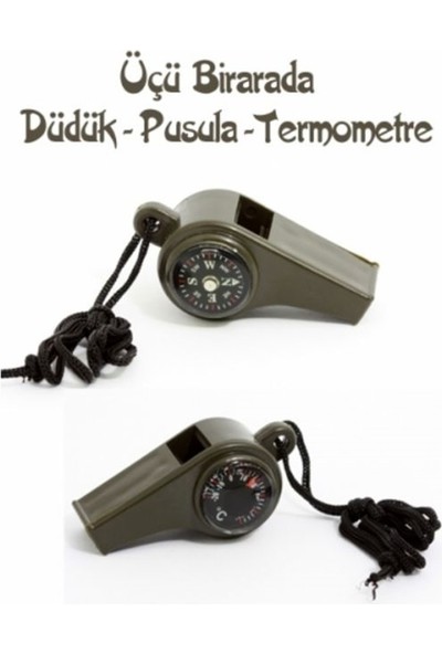 Pusulalı Termometreli Düdük - Survival Askılı Düdük Pusulalı Termometreli Düdük - Survival Askılı Düdük