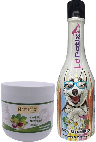 Le Patix Köpek Şampuanı Tüy Dökülme ve Topaklanma Önleyici Koku Giderici Papatya Özlü Pet Şampuan 400 ml + At Kestanesi Balsamı 500 ml Le Patix Köpek Şampuanı Tüy Dökülme ve Topaklanma Önleyici Koku Giderici Papatya Özlü Pet Şampuan 400 ml + At Kestanesi Balsamı 500 ml