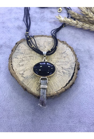 Nsa Silver Nsa Gümüş Siyah Oniks Taşlı Gümüş Kolye 925 Ayar