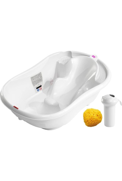 Okbaby Onda Banyo Küveti & Splash Bebek Duşu & Doğal Banyo Süngeri No.10 / Beyaz