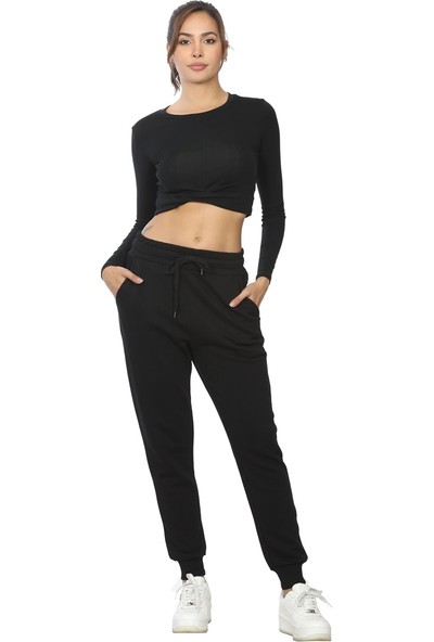 Whitney Kadın Paça Ribanalı Siyah Eşofman Altı Whitney Kadın Paça Ribanalı Siyah Eşofman Altı