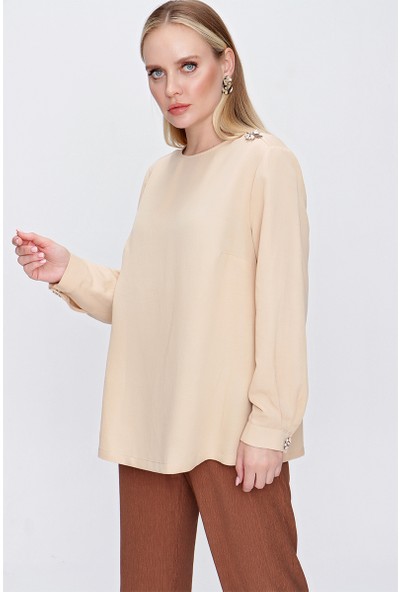 Aker 2674112 Işleme Detaylı Keten Bluz