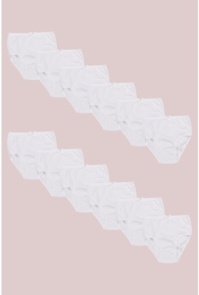 Ceylanoğlu 12'li Kız Çocuk Beyaz Ribana Saten Kilot 308