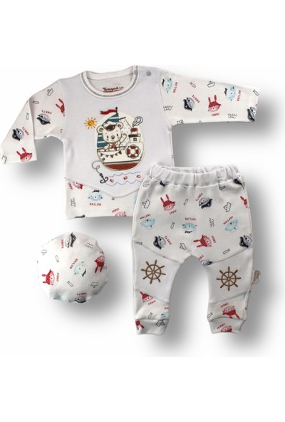 Ways Erkek Bebek 3'lü Mevsimlik Takım Minik Korsan Sweat Ekru 9-12 Ay PS10909 Ways Erkek Bebek 3'lü Mevsimlik Takım Minik Korsan Sweat Ekru 9-12 Ay PS10909