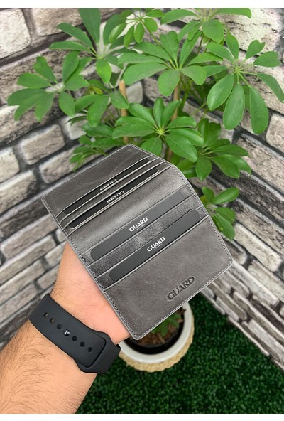 Guard Leather Guard Antik Gri Patlı Tasarım Deri Kartlık