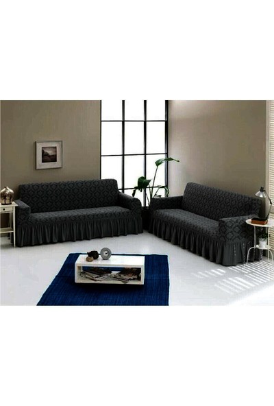 Armada Koltuk Örtüsü Arlisa Jakar Damask Kanape Çekyat 3+3 Antrasit