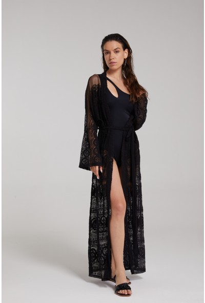 Rabia Dadağlıo Kimono Siyah Dantel