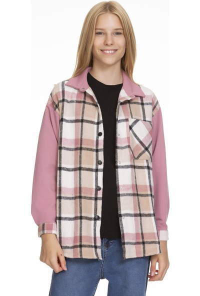 Angelos Girls Kız Çocuk Garnili Ekose Gömlek 9-14 Yaş LX153