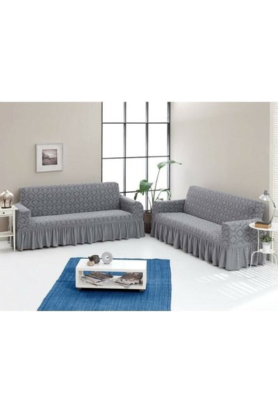 Armada Koltuk Örtüsü Arlisa Jakar Damask Kanape Çekyat 3+3 Gri