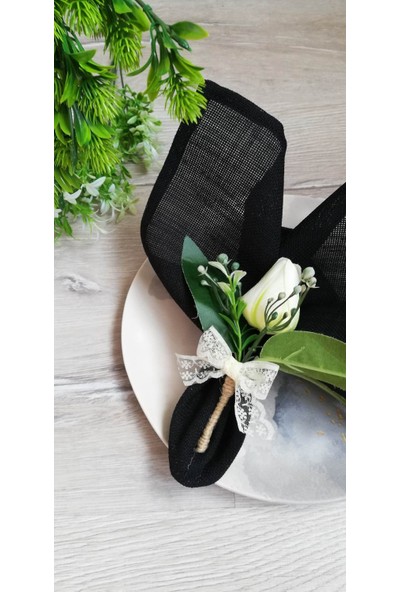 Karamelhome Beyaz Dantelli Lale Buketi 6 'lı Peçete Yüzüğü Halkası