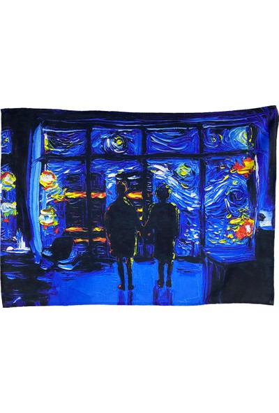 ModaZey Van Gogh Yıldızlı Gece Desenli Duvar Halısı