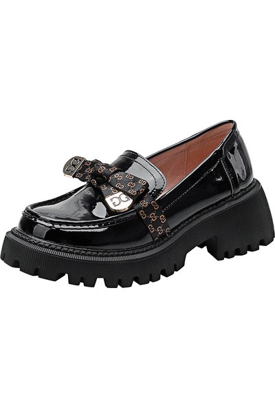 Miniamania Siyah Kalın Taban Kadın Günlük Ayakkabı