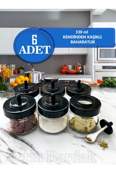 Serin Bardak 6 Adet Kapağı Kendinden Kaşıklı Baharatlık Seti - 300 ml Serin Bardak 6 Adet Kapağı Kendinden Kaşıklı Baharatlık Seti - 300 ml