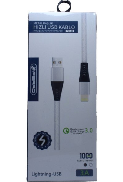 Ferro 3.0 Apple iPhone Hızlı Sarj Kablosu Ferro 3.0 Apple iPhone Hızlı Sarj Kablosu