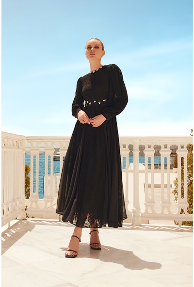 Aker 4294111 Yaka ve Kuşak Işlemeli Dantel Elbise Aker 4294111 Yaka ve Kuşak Işlemeli Dantel Elbise