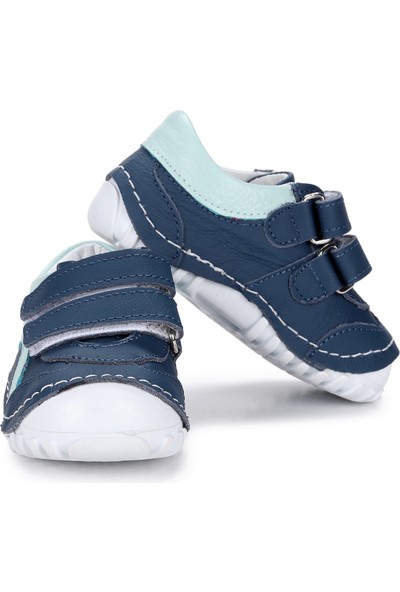 Teo A102 %100 Deri Cırtlı Erkek/kız Çocuk Ayakkabı Mavi