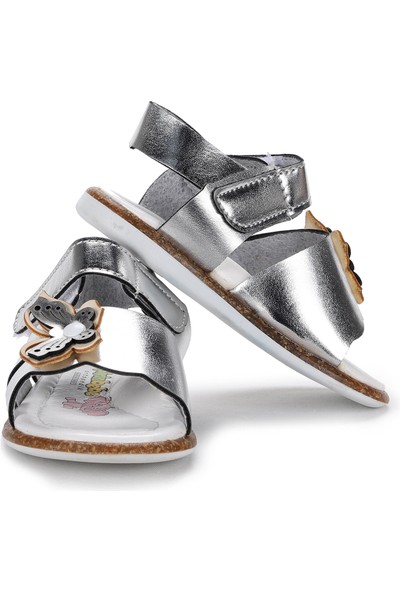269-75 Günlük Kız Çocuk Ilk Adım Sandalet Terlik Gümüş