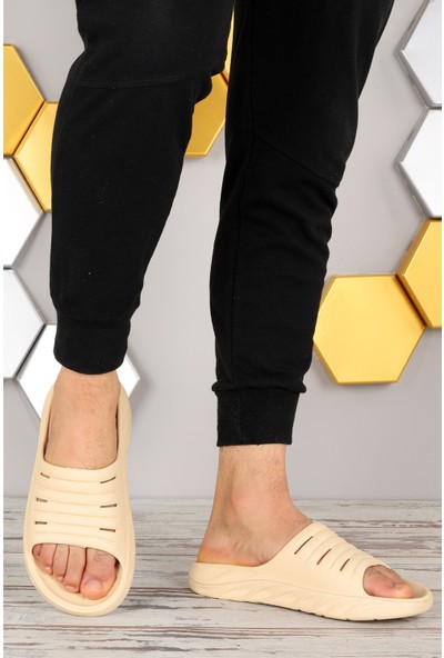 Potincim Twg 024 Günlük Eva Plaj Havuz Erkek Terlik Bej